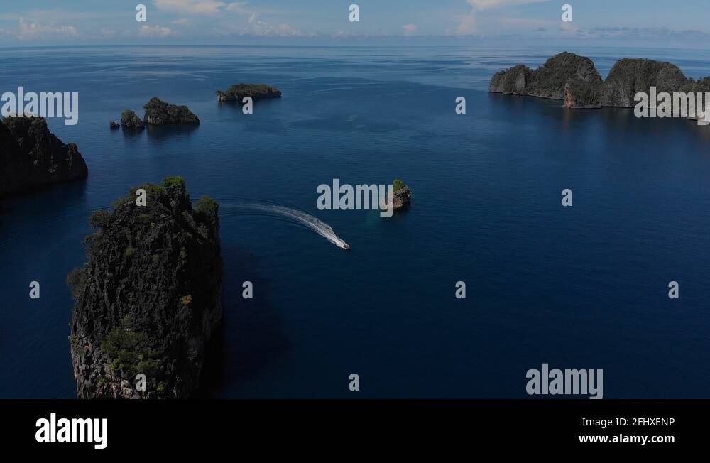 Raja Ampat Speed Boat Drone Misool Stock Video Footage - Alamy