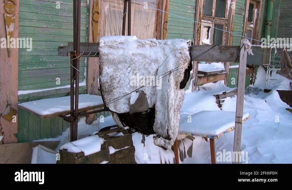 Abandoned house ghost town of Gudym Anadyr-1 Chukotka of far north of ...