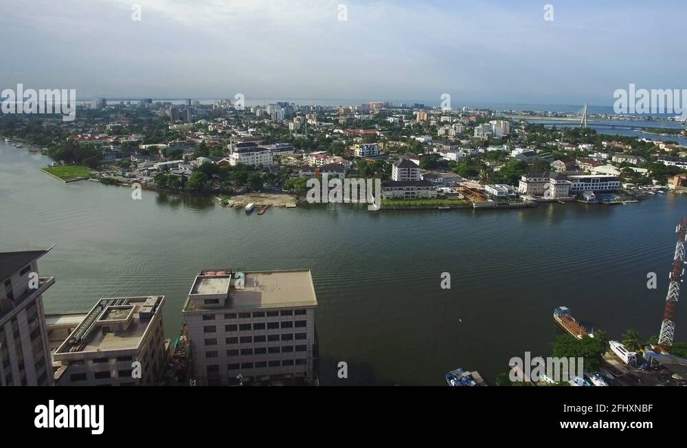 Backward Aerial Reveal of Admiralty Toll Plaza, Lekki - Epe Expressway ...