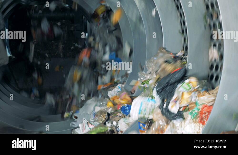 Waste sorting concept. Conveyor for sorting waste. Recycling garbage ...