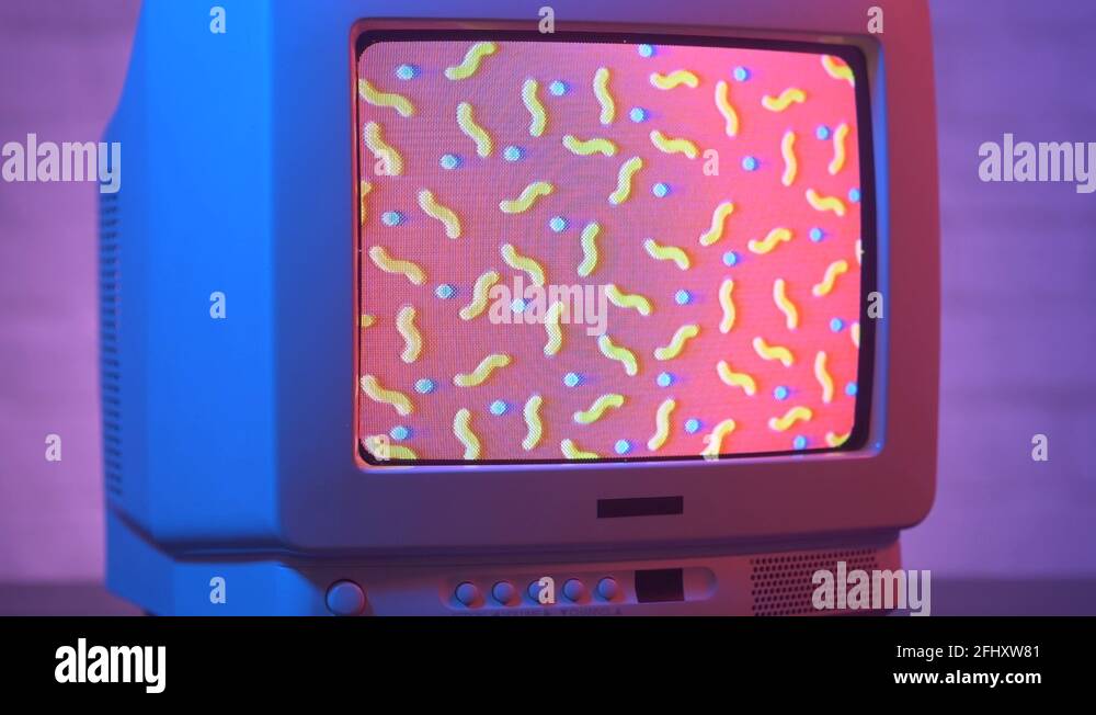 90s PARTY Title on Vintage Old TV Screen CRT Retro Stock Video Footage ...