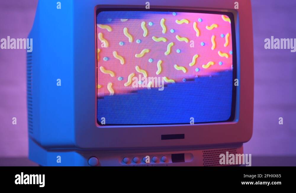 BACK TO THE 80s Title on Vintage Old TV Screen CRT Retro Stock Video ...