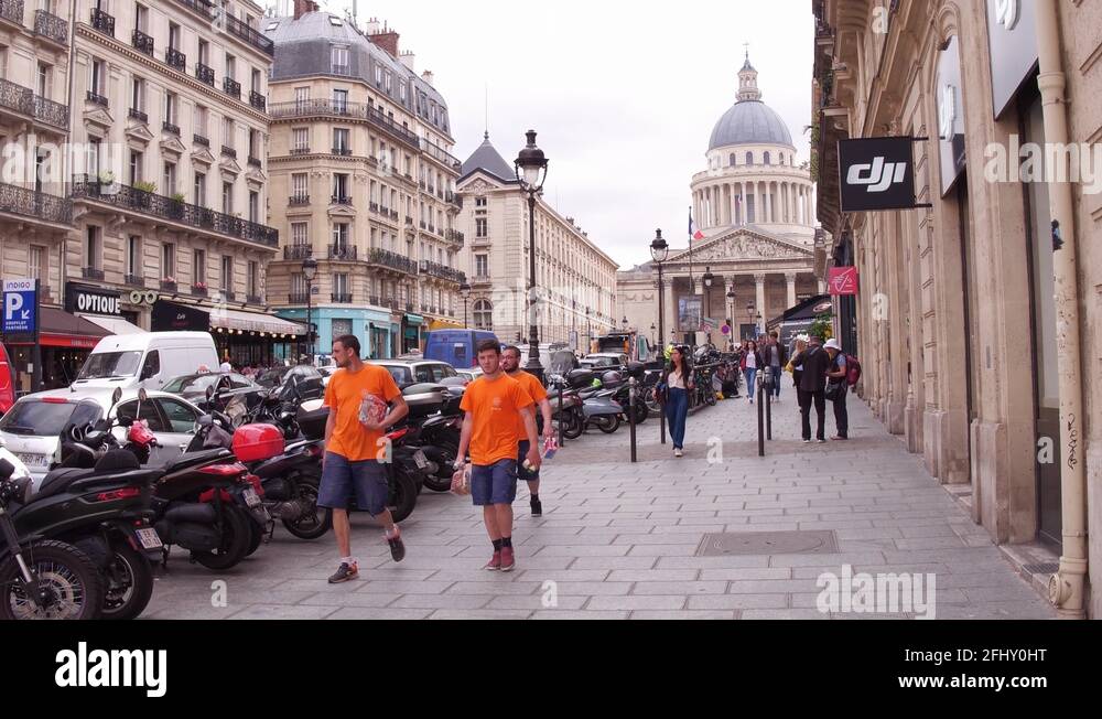 City streets with pedestrians in downtown Paris France 4k Stock Video ...