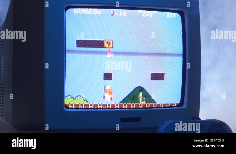 Mario Bros Video Game on a 80s 90s Retro Television CRT Display Stock ...