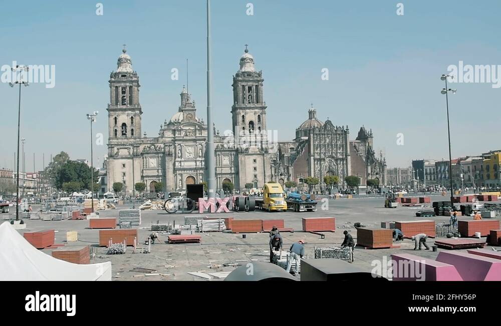 CATEDRAL CHURCH AND AND ZOCALO MAIN SQUARE CDMX MEXICO CITY SHOT IN 4K ...