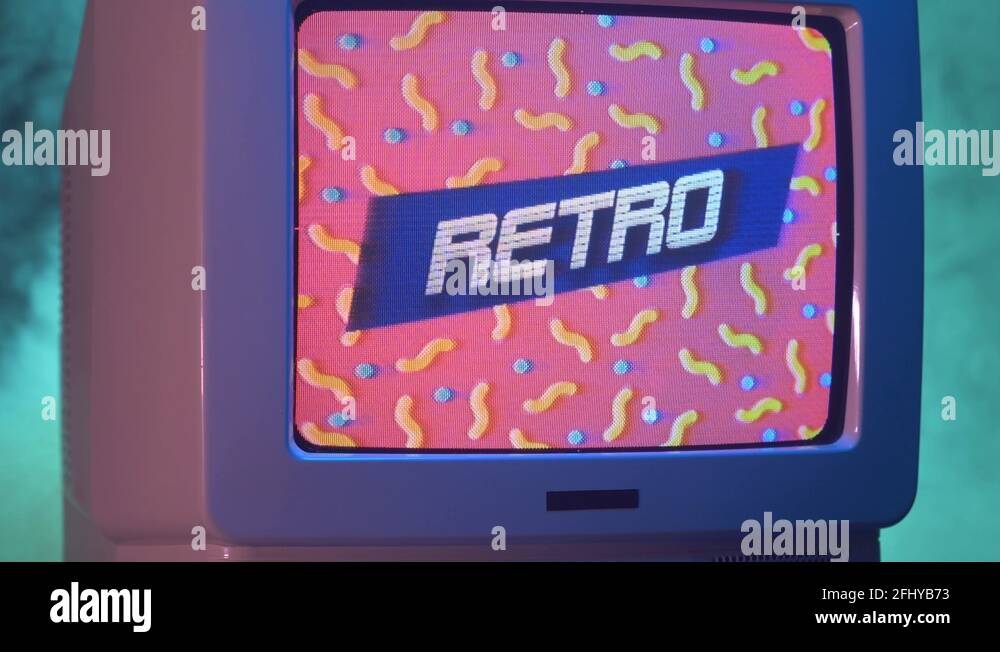 RETRO Vintage Title on a 80s 90s Retro Television CRT Screen Stock ...