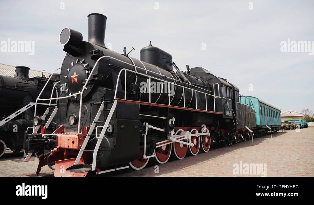 Ancient steam locomotive, Kharkov Railway Museum in Ukraine Stock Video ...