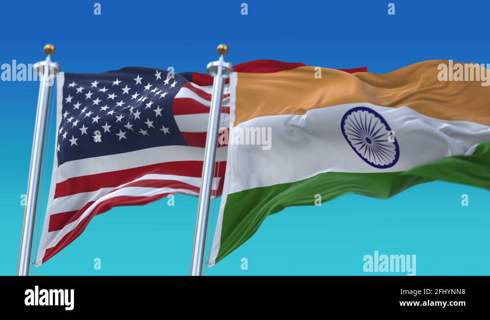 4k Seamless United States of America and India Flags background,USA IND ...