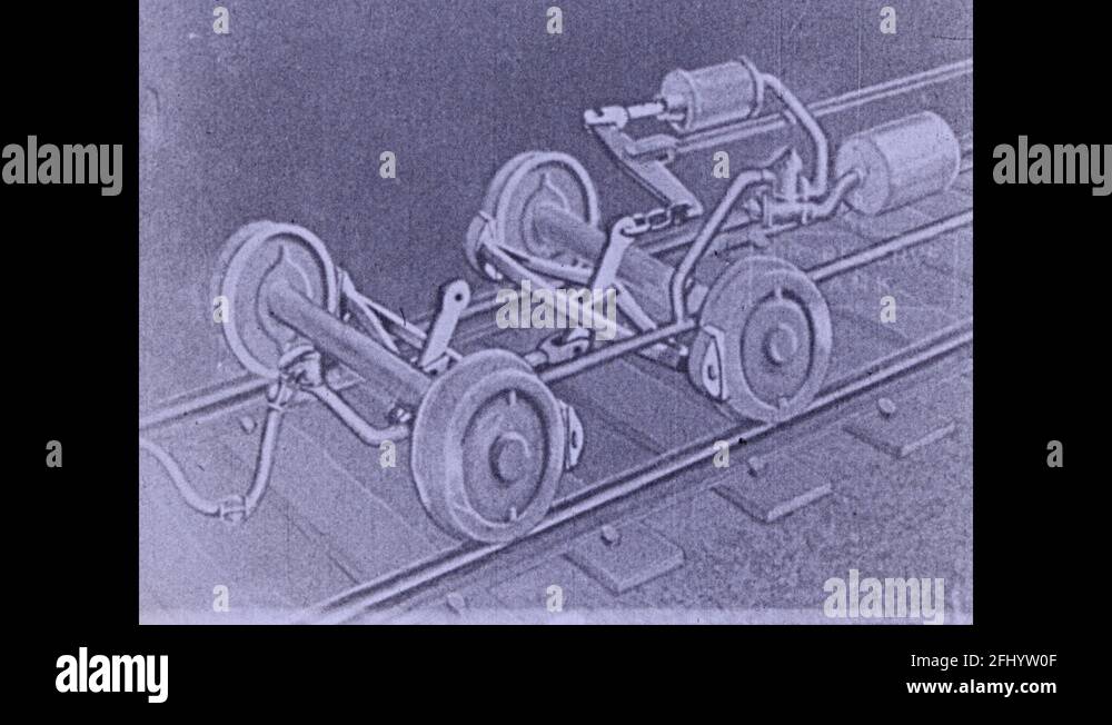1930s: Drawing of train wheels, label "Air reserve tank", "Triple ...