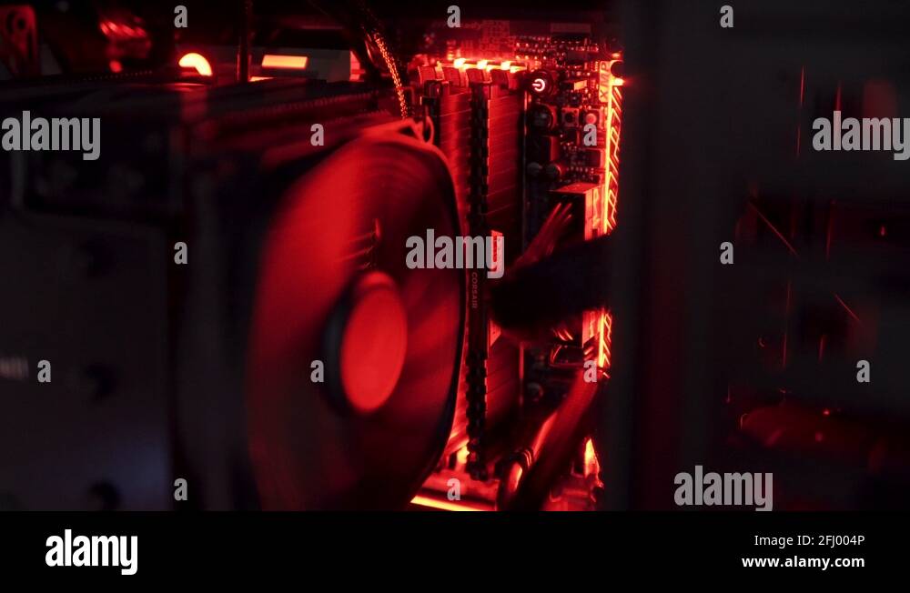 pc with red light Stock Video Footage - Alamy