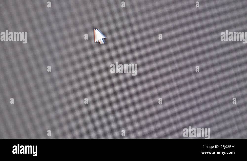 Moving the mouse cursor over the gray screen of the monitor Stock Video ...