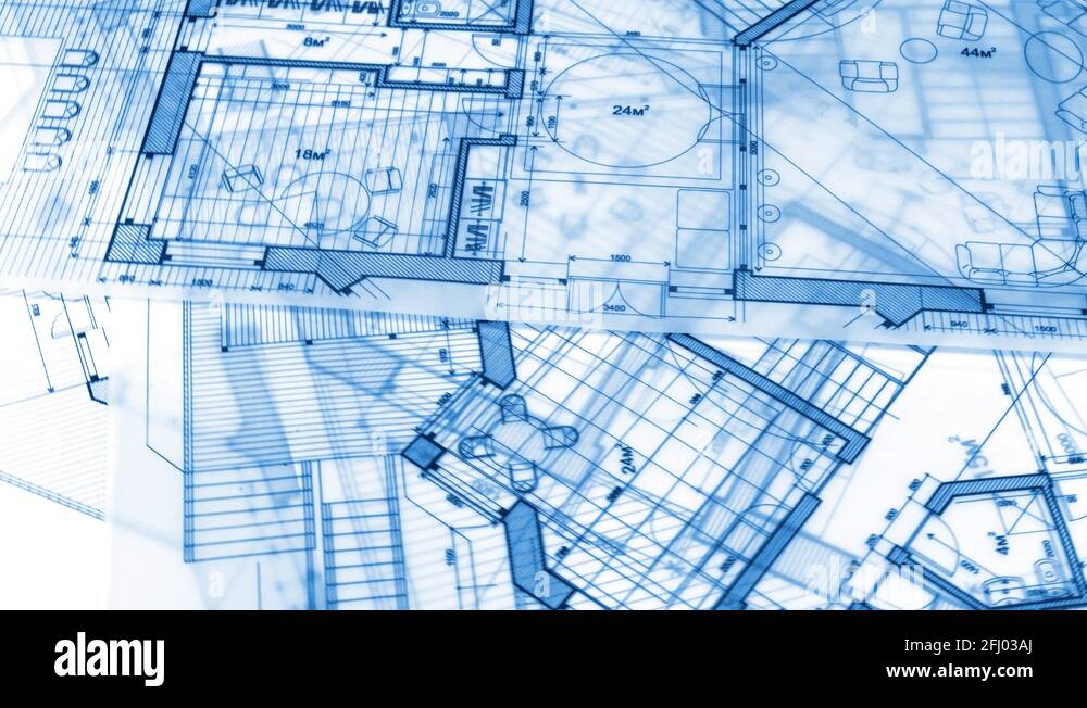 Architectural Blueprints - architectural plan of a modern house Stock ...