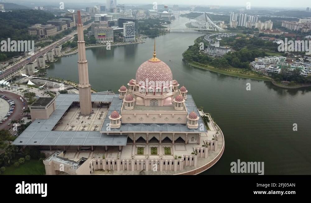 Skyline panorama Putra Mosque Putrajaya Malaysia Islam religion Aerial ...