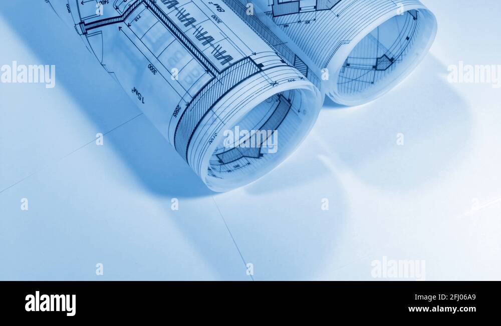Architectural Blueprints - architectural drawings rolls smoothly rotate ...