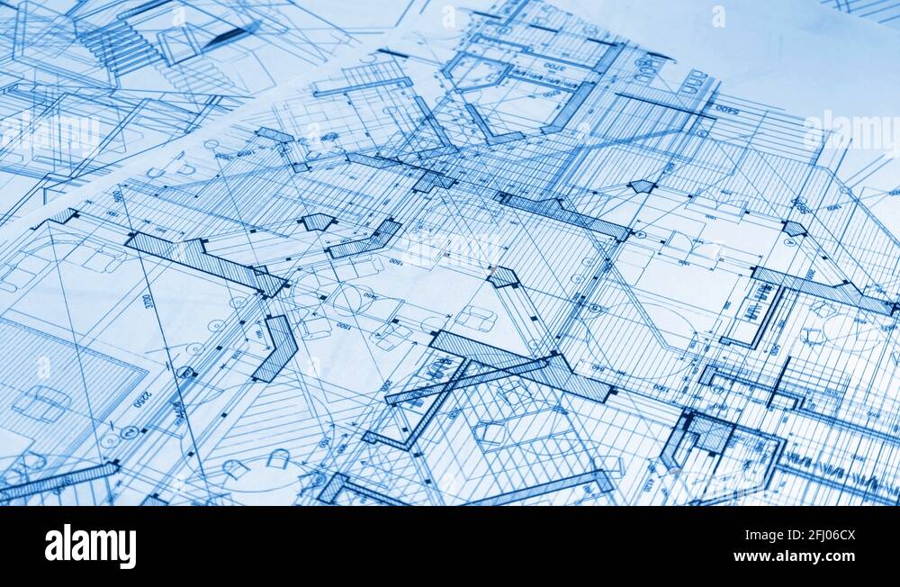Architectural Blueprints - architectural plan of a modern house Stock ...