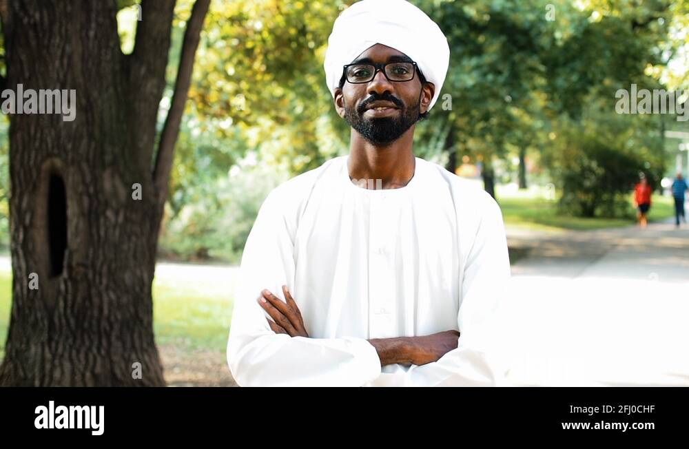 Sudanese Man Smiling In Park With Traditional Suit On Stock Video ...