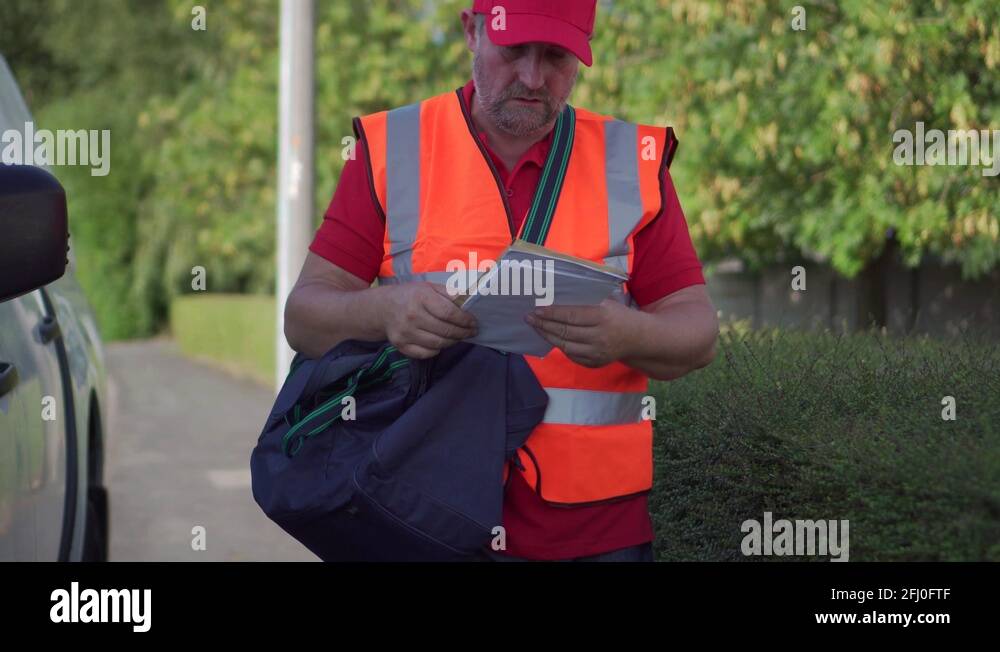 Cinematic Postman Arrives With Letters To A House, 4K Natural Stock ...