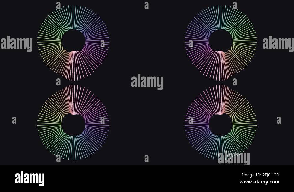 Animated motion graphics rotating radial colored lines expand contract ...