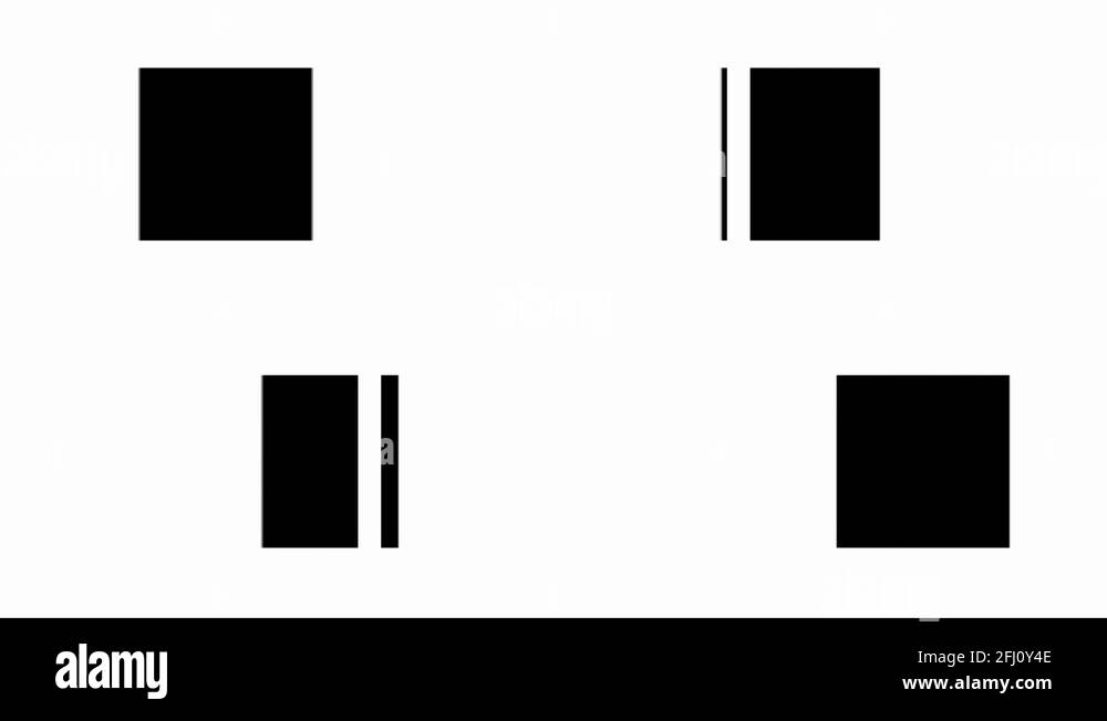 Motion graphics animated black square box cells slide shrink disappear ...