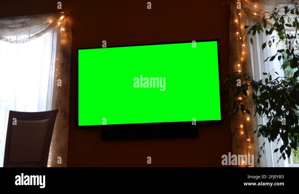 A Green Screen TV in a modern home living room ALT Stock Video Footage ...