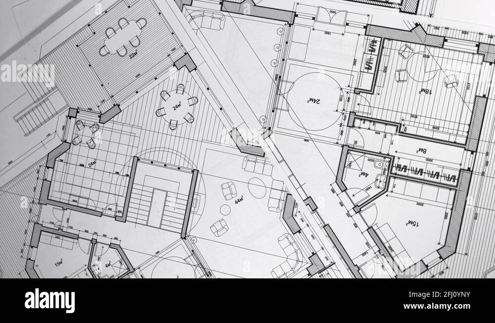 Architectural Blueprints - architectural plan of a modern house Stock ...