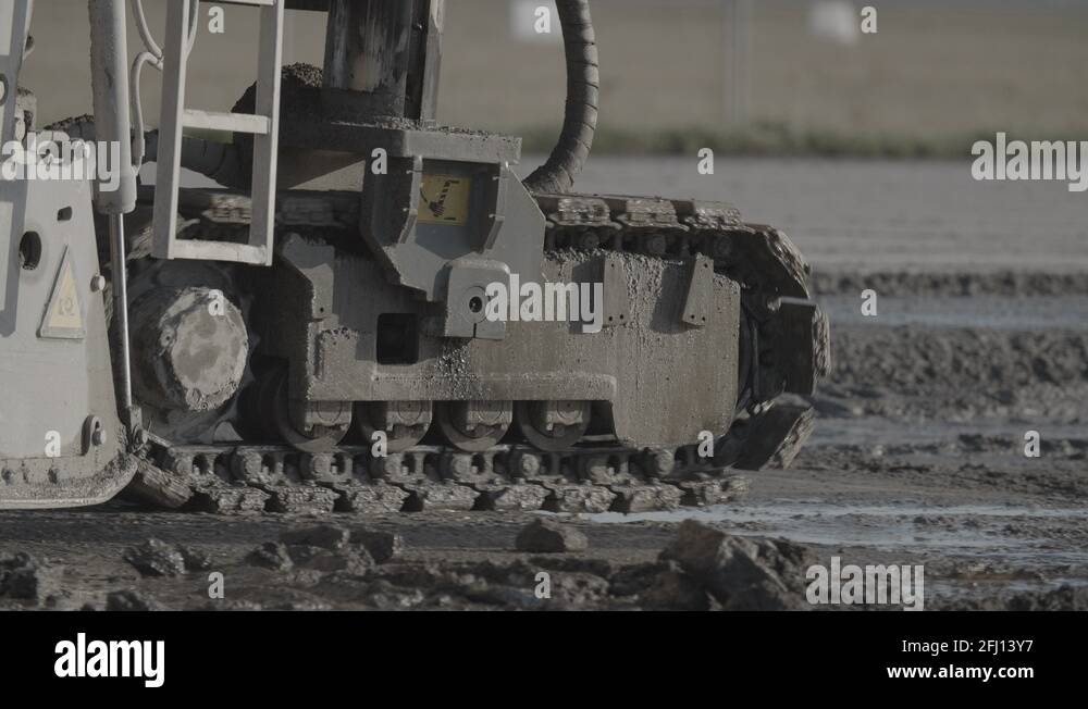 Close up shots of construction site during the rebuild of airfield ...