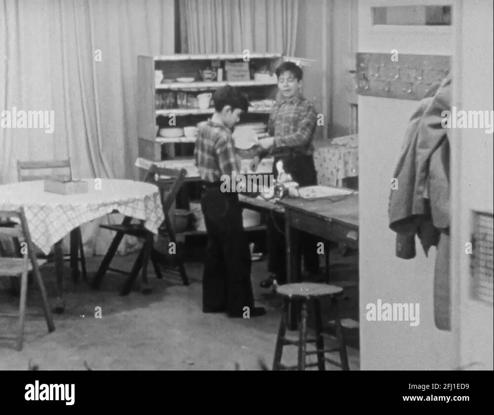 Maladjusted children perform various activity in clinic - 1950 Stock ...