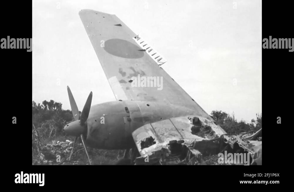 WW2 1945 - Damaged Japan aircrafts on Kikai Shima Japan - Close Stock ...