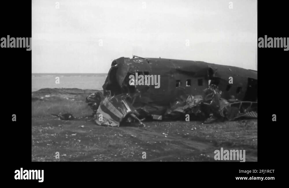 WW2 1945 - View on destroyed aircraft at Tokuno airfield Stock Video ...