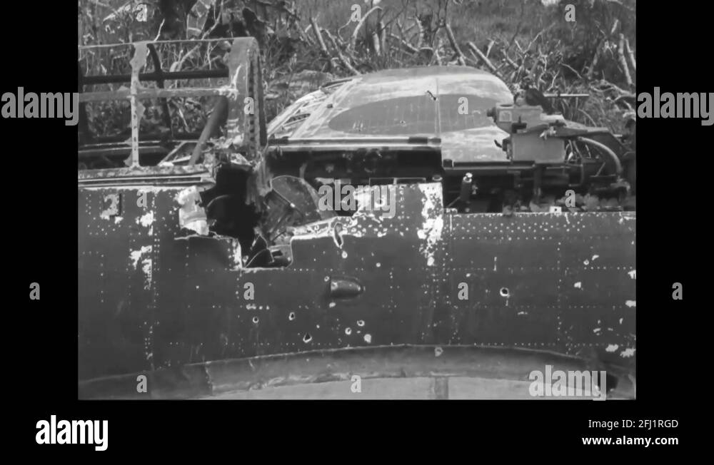 WW2 1945 - Destroyed Japan aircrafts on Kikai Shima Japan - Close Stock ...