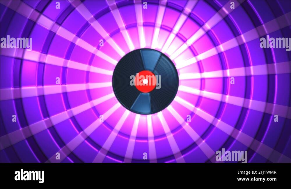 Animation of cartoon old retro vinyl gramophone disc rotation with ...