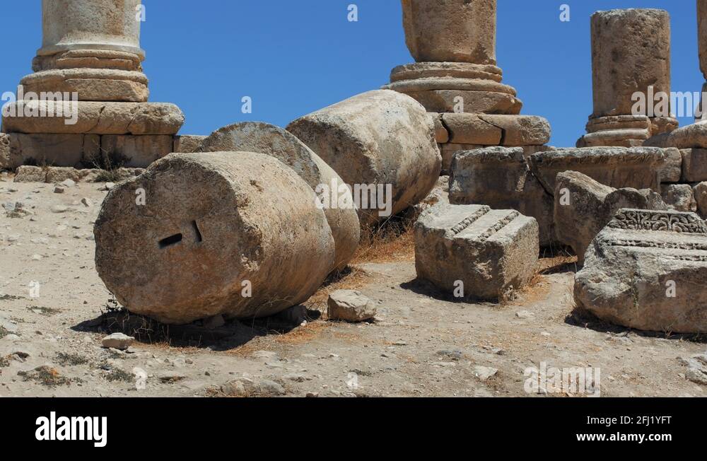 Ancient Fallen Roman Column from Temple of Hercules at Jabal al-Qal'a ...