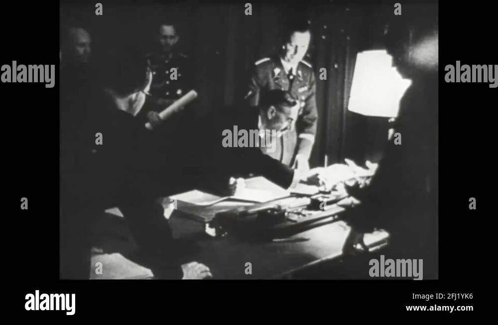 WW2 1938 - Hitler and Chamberlain sign Munich agreement Stock Video ...