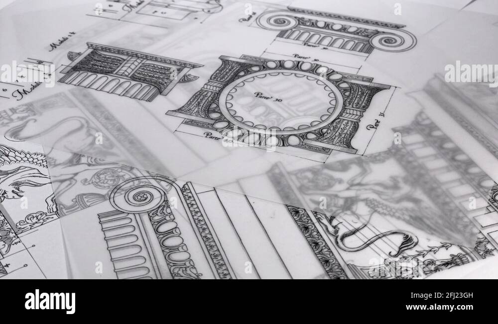 blueprints - drawings of antique architecture - drawings of antique ...