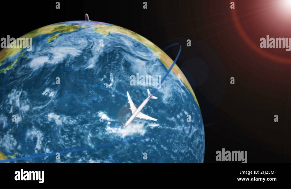Airplane flying around earth on space background 4k Stock Video Footage ...