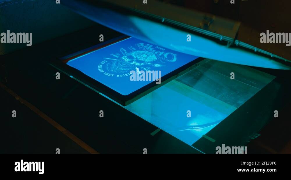Silk screen printing process forming a stencil from a screen Stock ...