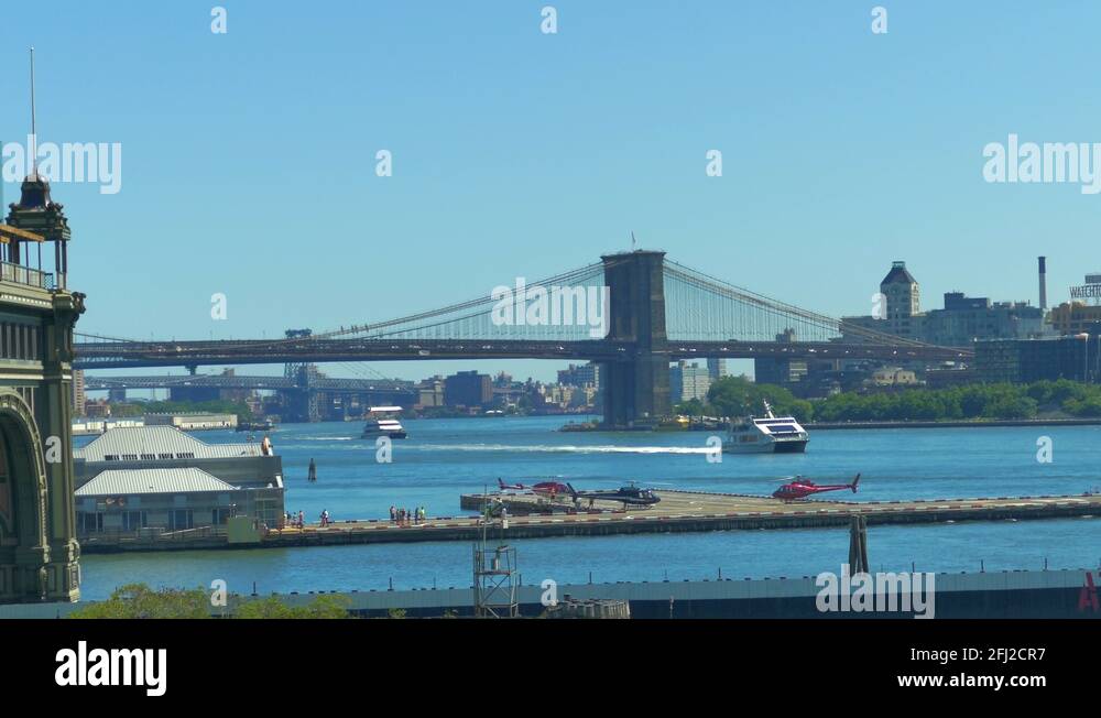4K (UHD) 25P New Yor City, Lower Manhattan, Ferry - Brooklyn Bridge ...