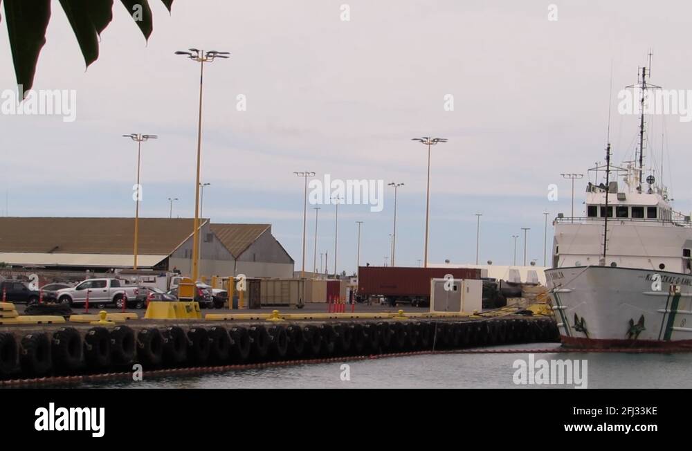 Matson shipping containers loading dock at Honolulu on the island of ...