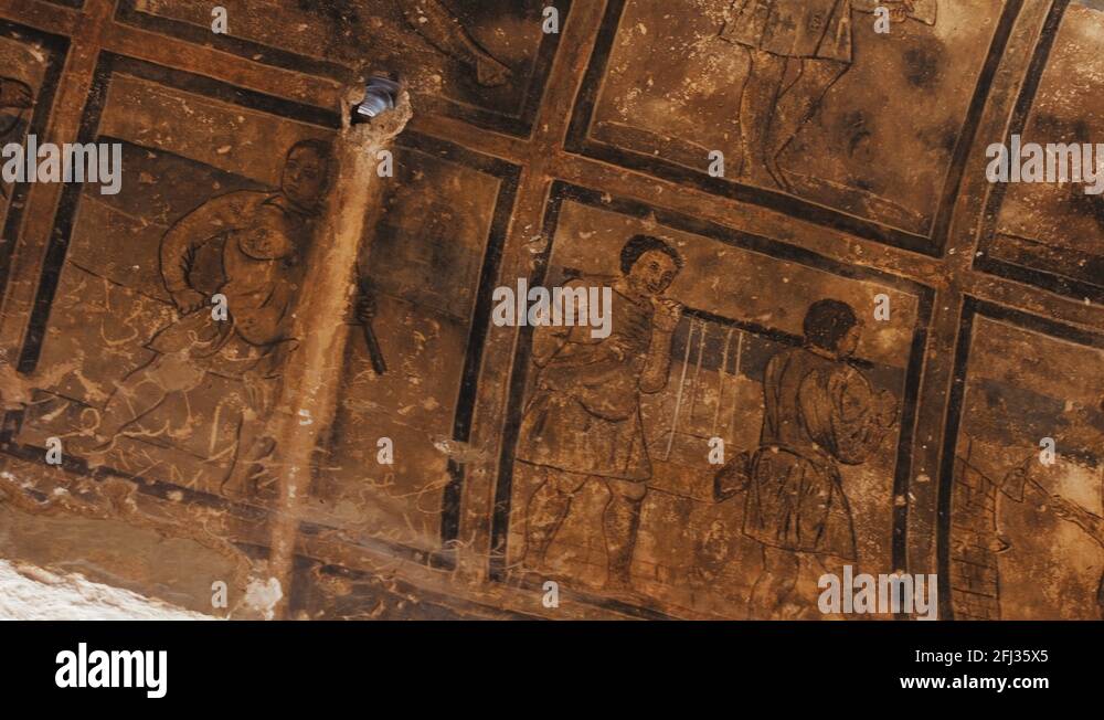 Fresco of construction workers in Qasr Amra. Azraq, Jordan. UNESCO ...