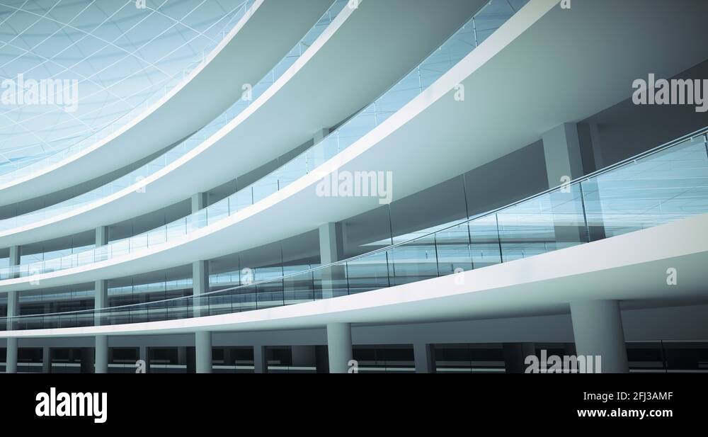 Endless Atrium. Modern architecture shopping mall seamless loop 60 fps ...