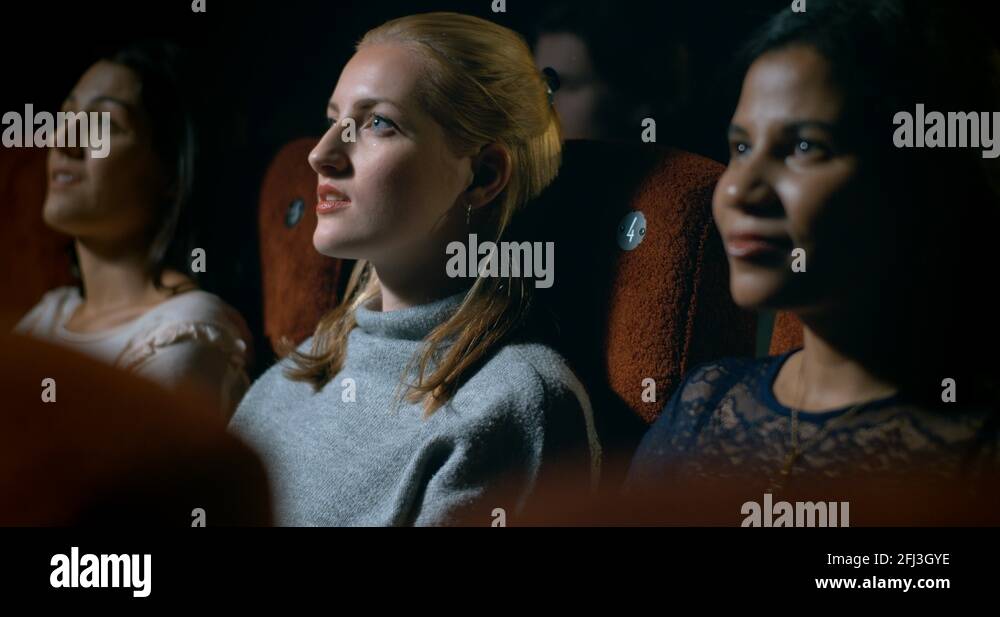 Female movie theatre audience reacts to unbelievable moment in a movie ...