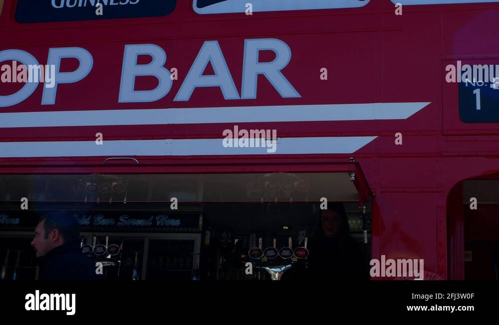 London double deck bus converted into a bar Stock Video Footage - Alamy
