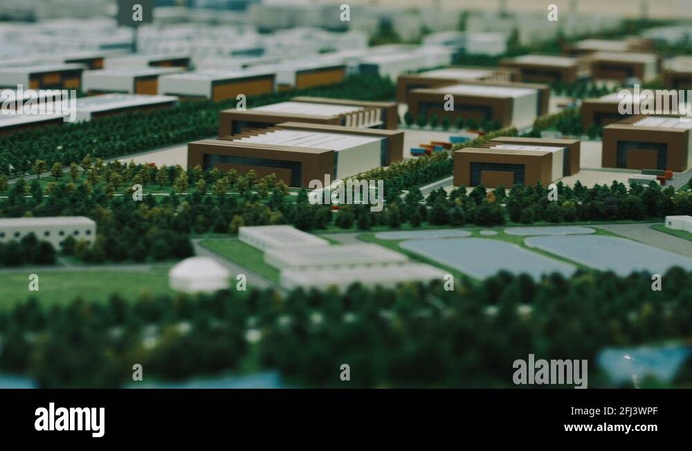 Architecture model of industrial district with commercial buildings ...