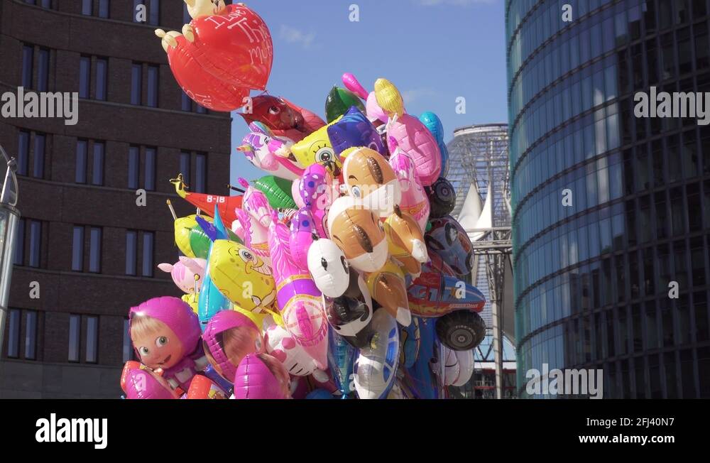 Close Up: many helium balloons for lucky kids on streets of berlin city ...