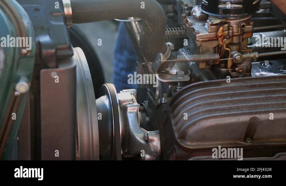 Checking motor in 1930 Ford Model A Coupe hot rod Stock Video Footage ...
