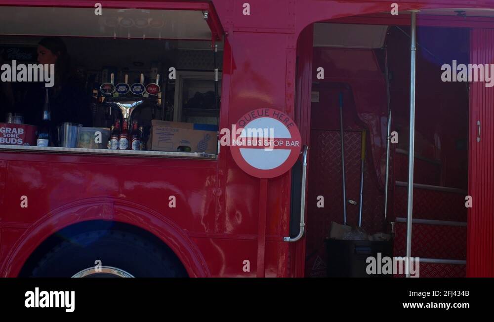 London double decker bus converted into a drinking bar Stock Video ...