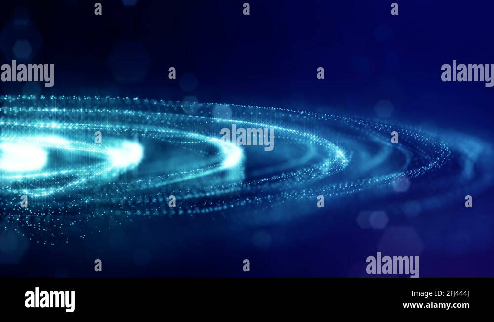 3d render of loop sci-fi animation with glow particles form rolling rings Stock Video Footage ...