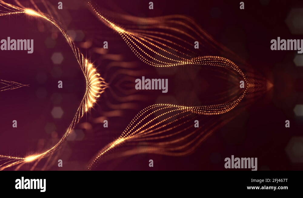 3d loop sci-fi animation with glow particles form rolling strings structures Stock Video Footage ...