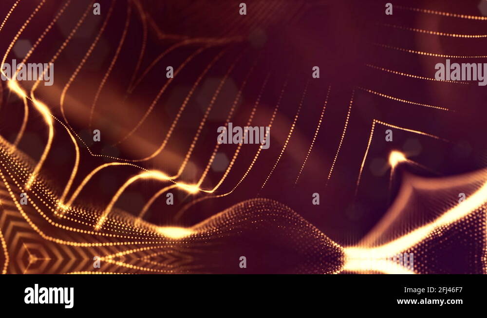 3d loop sci-fi animation with glow particles form rolling strings structures Stock Video Footage ...