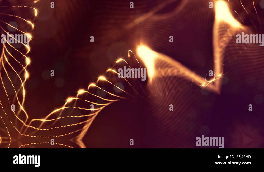 3d loop sci-fi animation with glow particles form rolling strings structures Stock Video Footage ...